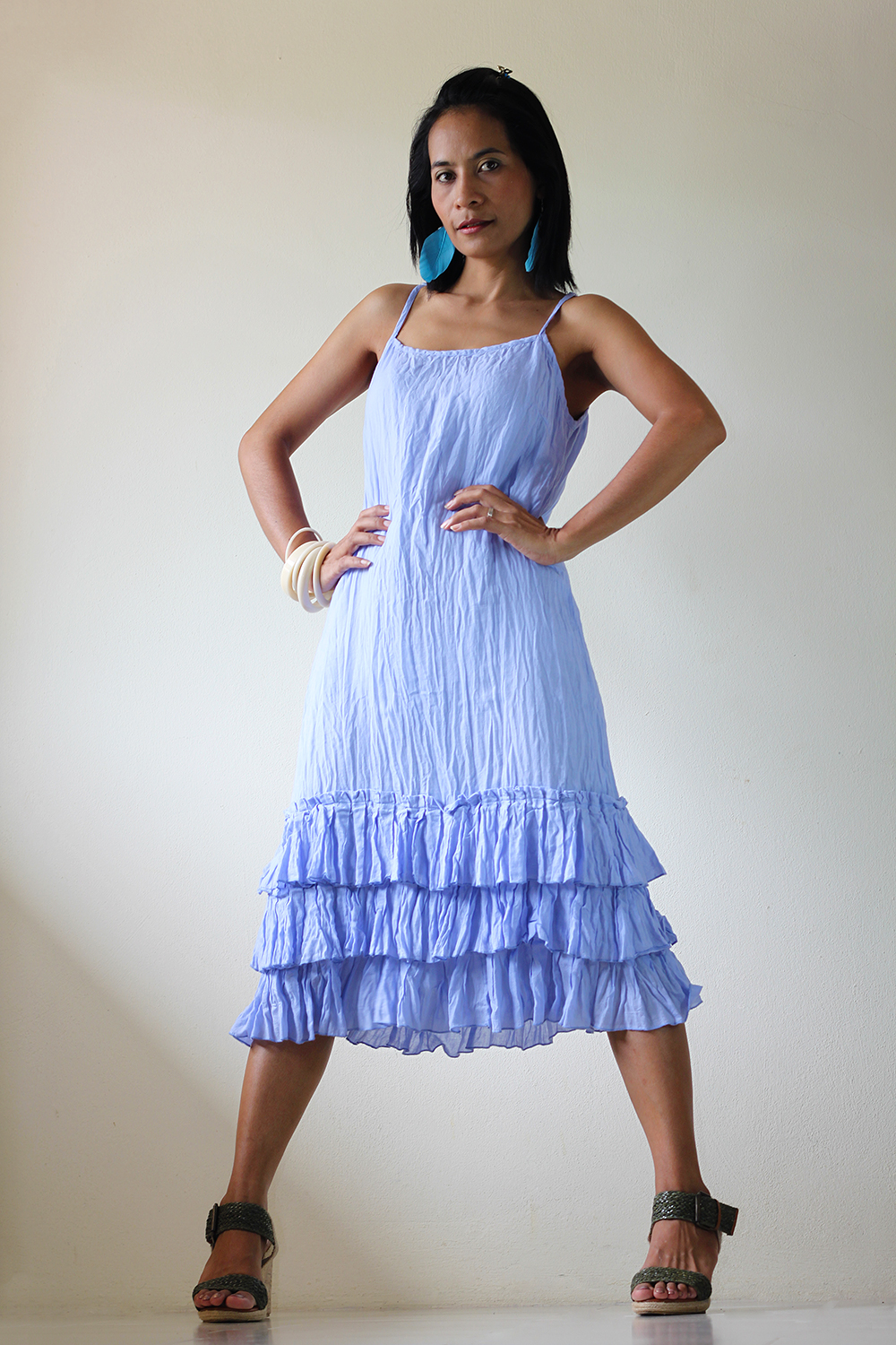 Blue Maxi Dress - Stonewashed Cotton Hand Dyed Summer Dress on Luulla