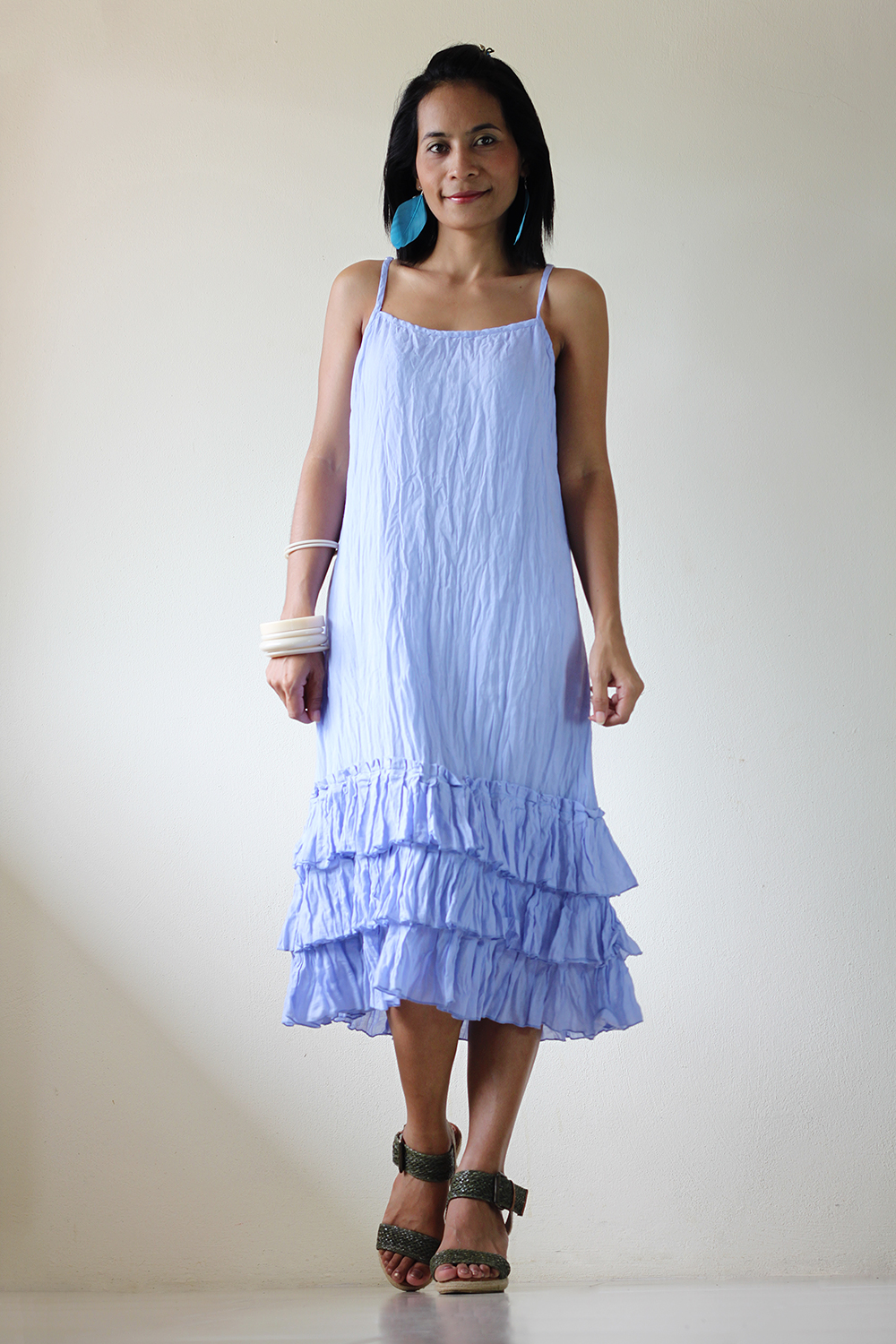 Blue Maxi Dress - Stonewashed Cotton Hand Dyed Summer Dress on Luulla